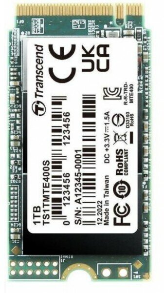 Накопитель SSD 1TB Transcend MTE400S, 3D TLC NAND, M.2 2242, PCI-E 4x R/W - 2000/1700 MB/s