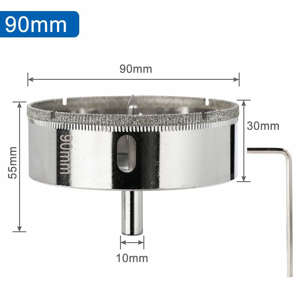 Коронка алмазная XCAN 90мм по стеклу и керамике с центрирующим сверлом