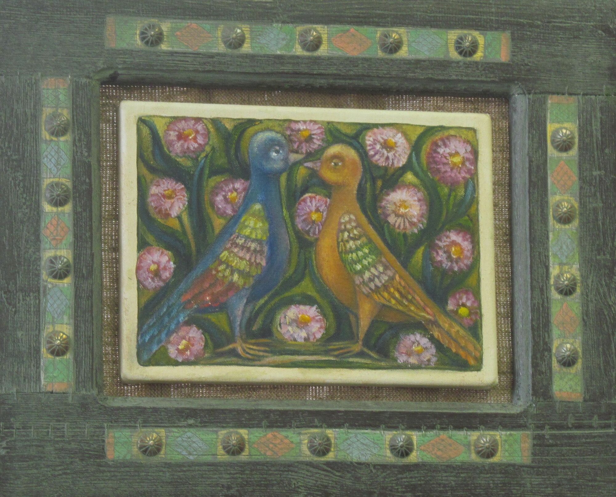 ART-Salon at Oktyabrskaya панно "Горлицы",47х57 см, холст; масло, авторская работа; ;