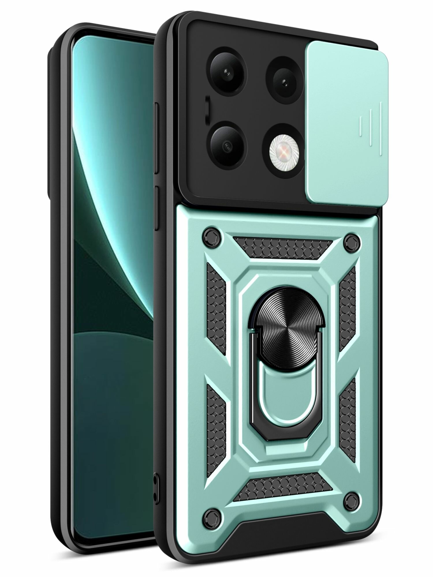 Чехол противоударный armors для Xiaomi Redmi Note 13 4G / Редми Нот 13 4G с защитой камеры (Зеленый)