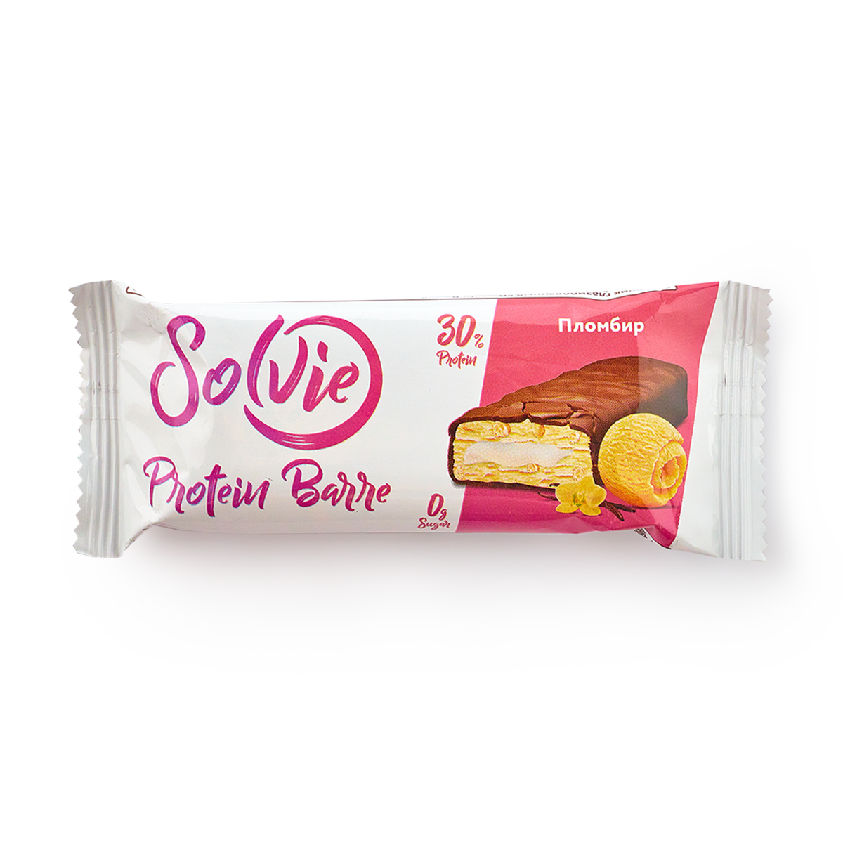 Батончик Solvie Protein Barre, без сахара и ГМО, вкус пломбир, 50г