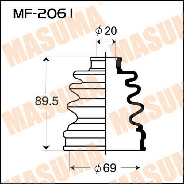MASUMA MF-2061 пыльник шруса наружного\ Nissan (Ниссан) sanny 1.6 90-95 / Almera (Альмера) 1.6 / 2.0d 95-00