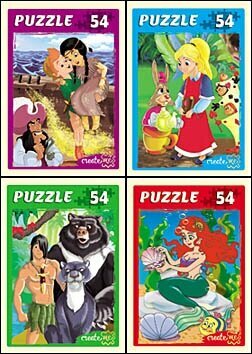 Пазлы 54 элемента. Любимые мультфильмы (ассорти) 175х130 мм (П54-3664, Рыжий кот)