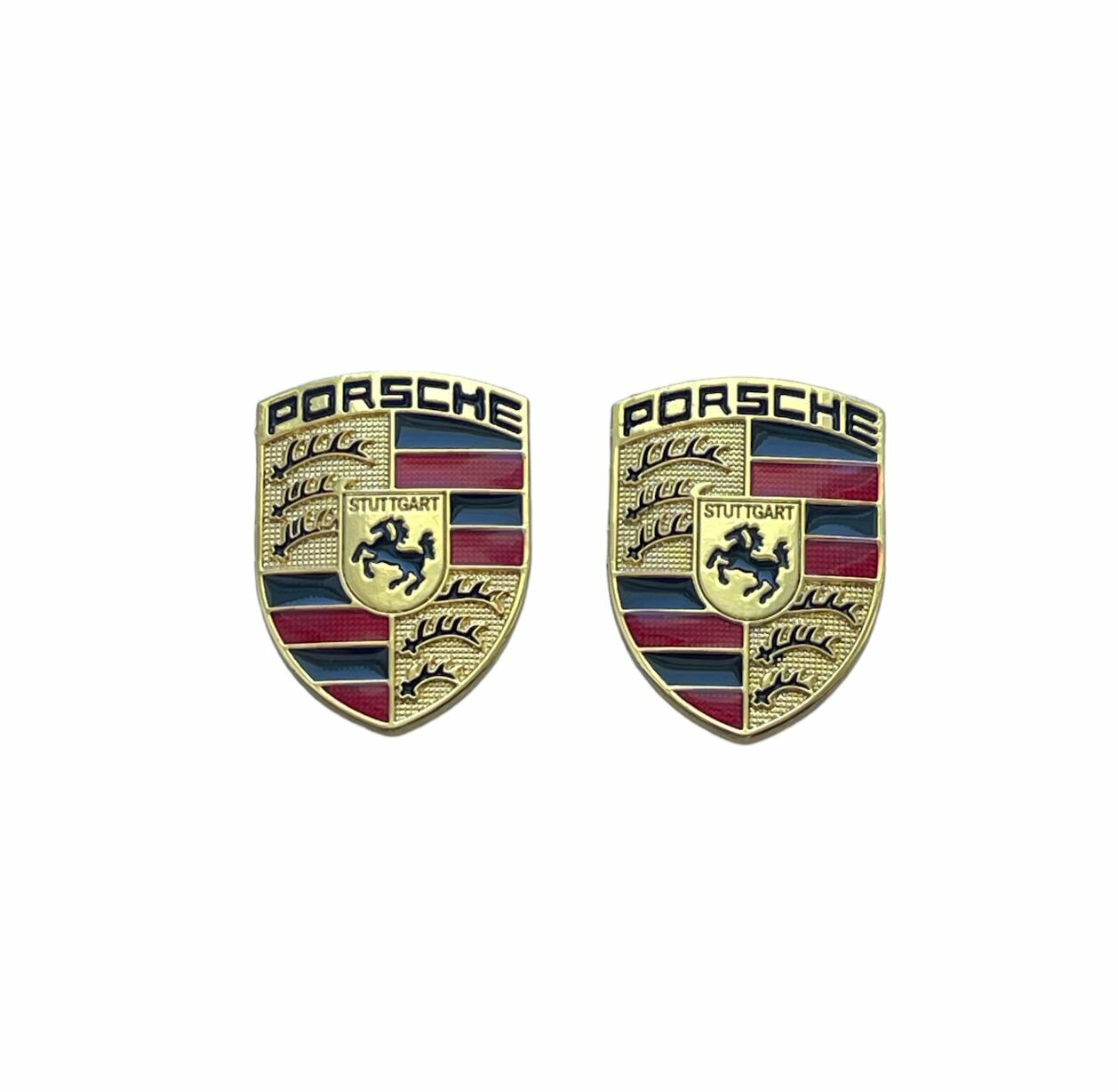 Шильдик эмблема Porsche (металл) 38x28 мм, 2 шт.