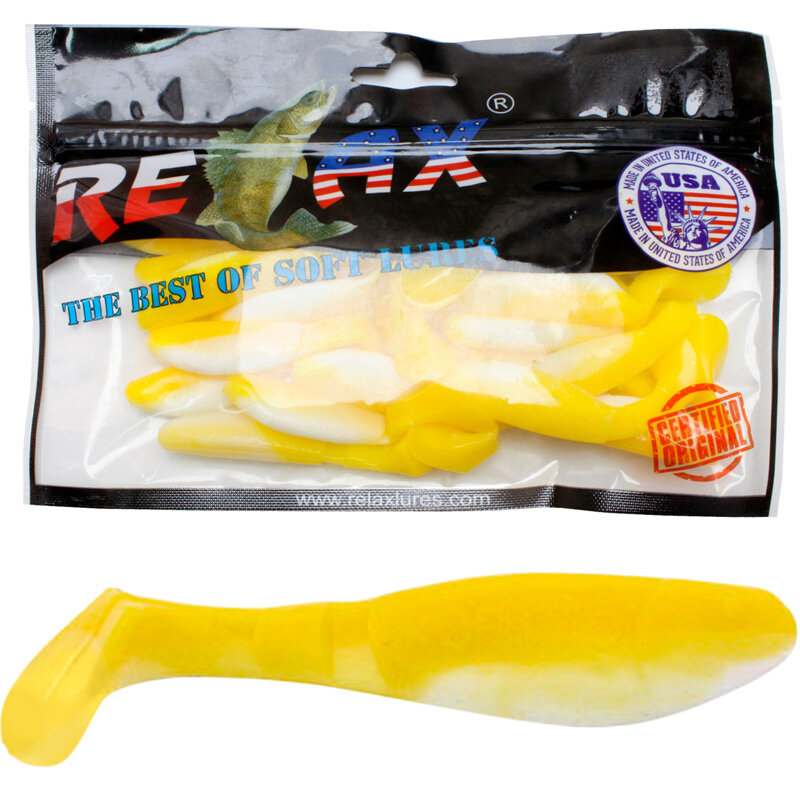 Мягкая силиконовая приманка риппер RELAX KOPYTO LAMINAT 3 (7,5cm) цвет L007 (White, Yellow, Laminated) 1 уп. по 10 шт.