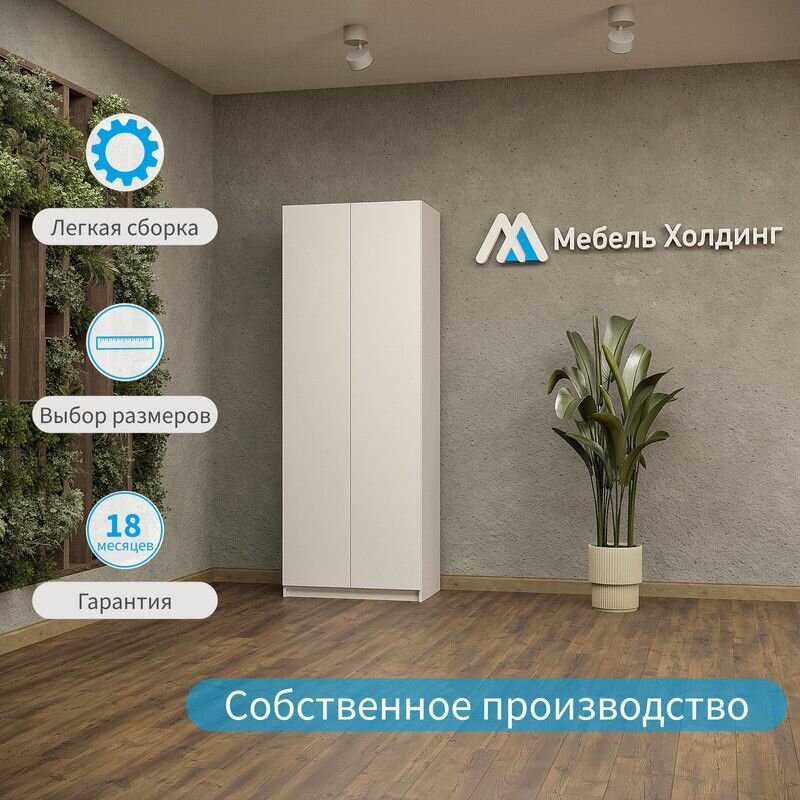 Шкаф распашной Тренд белый, 2-х дверный, 80х55х220, мебель холдинг