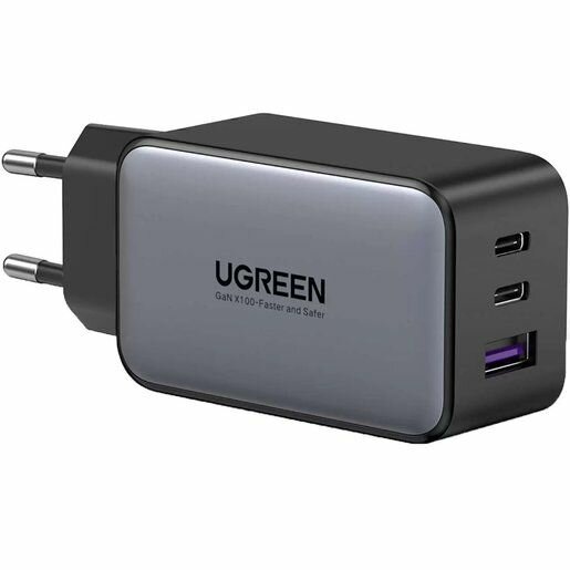 Сетевое зарядное устройство UGREEN CD244 (10335) Nexode USB-A+2*USB-C 65W GaN Tech Fast Charger EU. Цвет: серый.