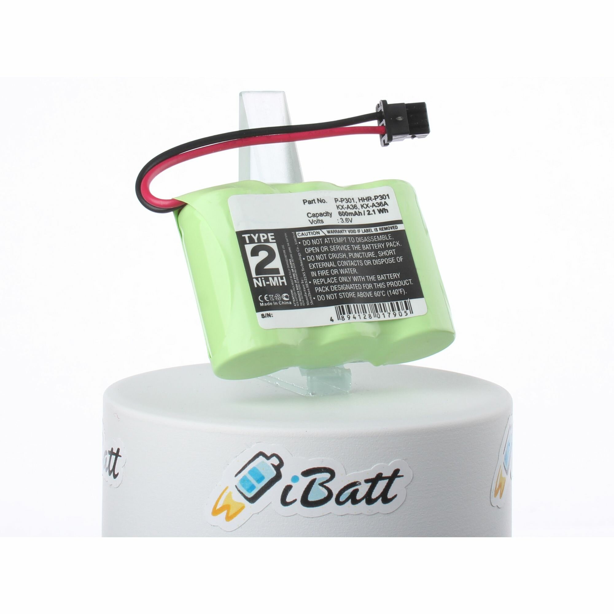 Аккумулятор iBatt 600mAh 3,6V для радиотелефонов KX-A36A, P-P301, BP-T16
