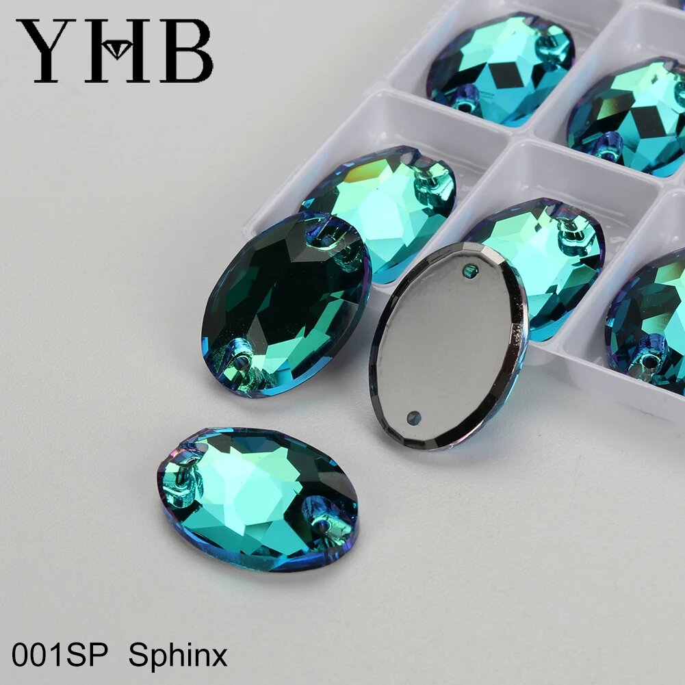 Стеклянные кристаллы YHB для пошива 24Pcs 13mm 18mm, 001SP Sphinx