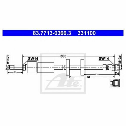 Шланг тормозной Ate 83771303663 для Volvo XC90 I