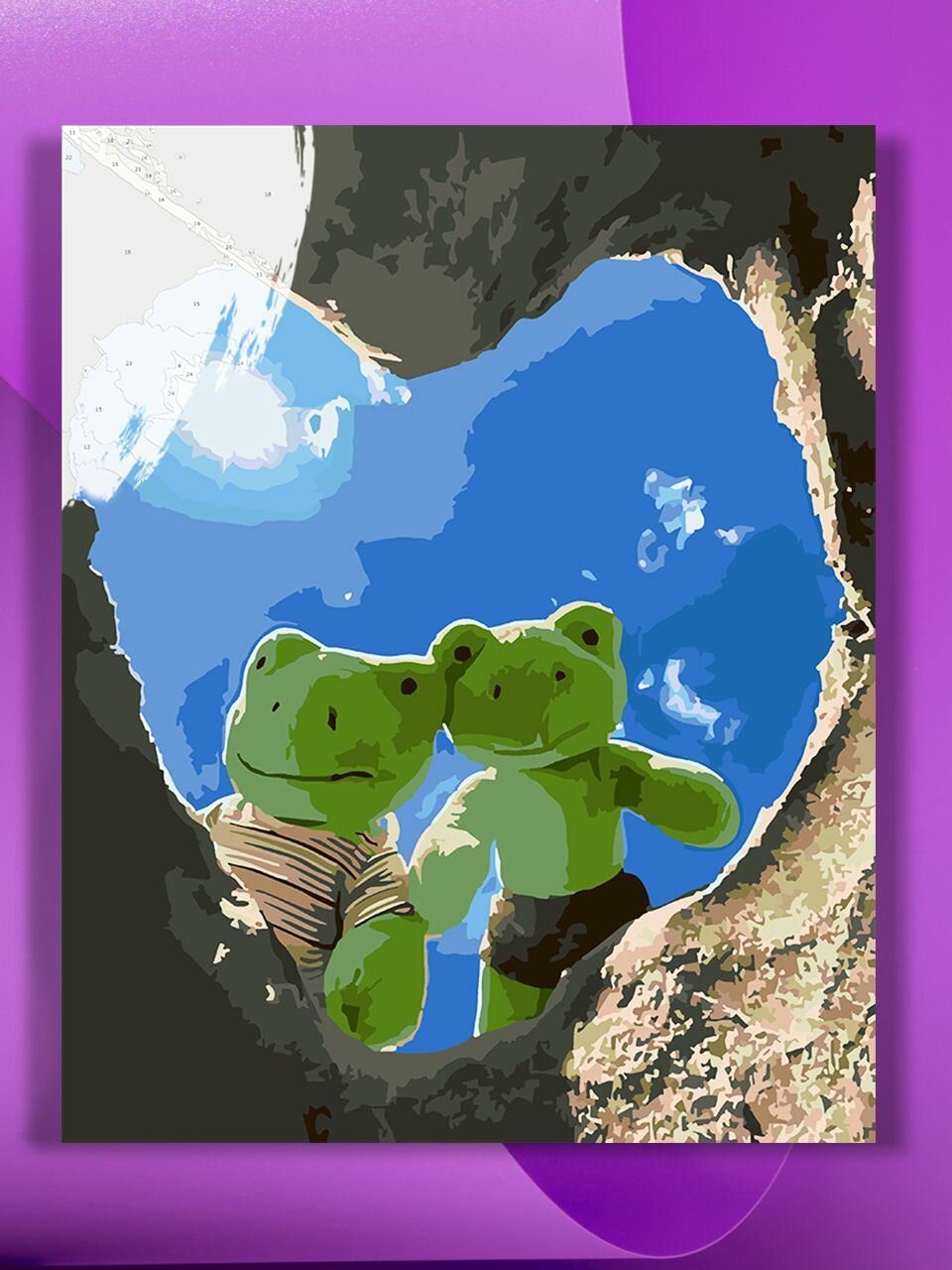 Картина по номерам на холсте Лягушки в сердечке, 40 х 50 см