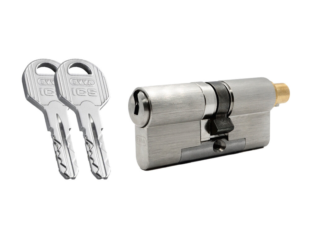 Цилиндр EVVA ICS ключ-вертушка с функцией Vario 82мм (размер 41x41В мм) - Никель (2+5 ключей)