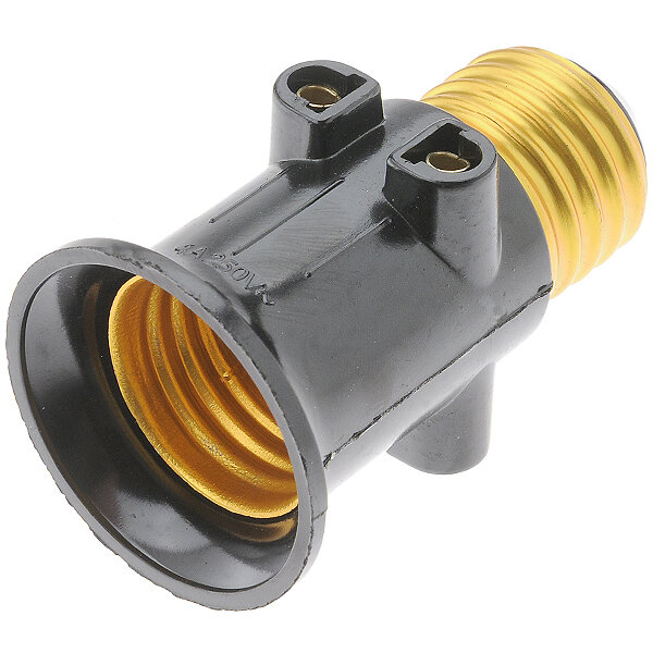 Патрон-переходник A7A27BEAY патрон Е27 - патрон Е27 + 2 розетки черный (6 шт. в комплекте)