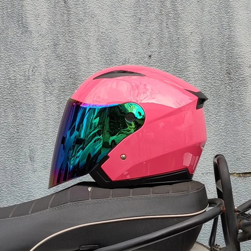 Оригинальный шлем JIEKAI для мотоцикла, двойной объектив, летний зимний шлем с Розовый, XL, 11
