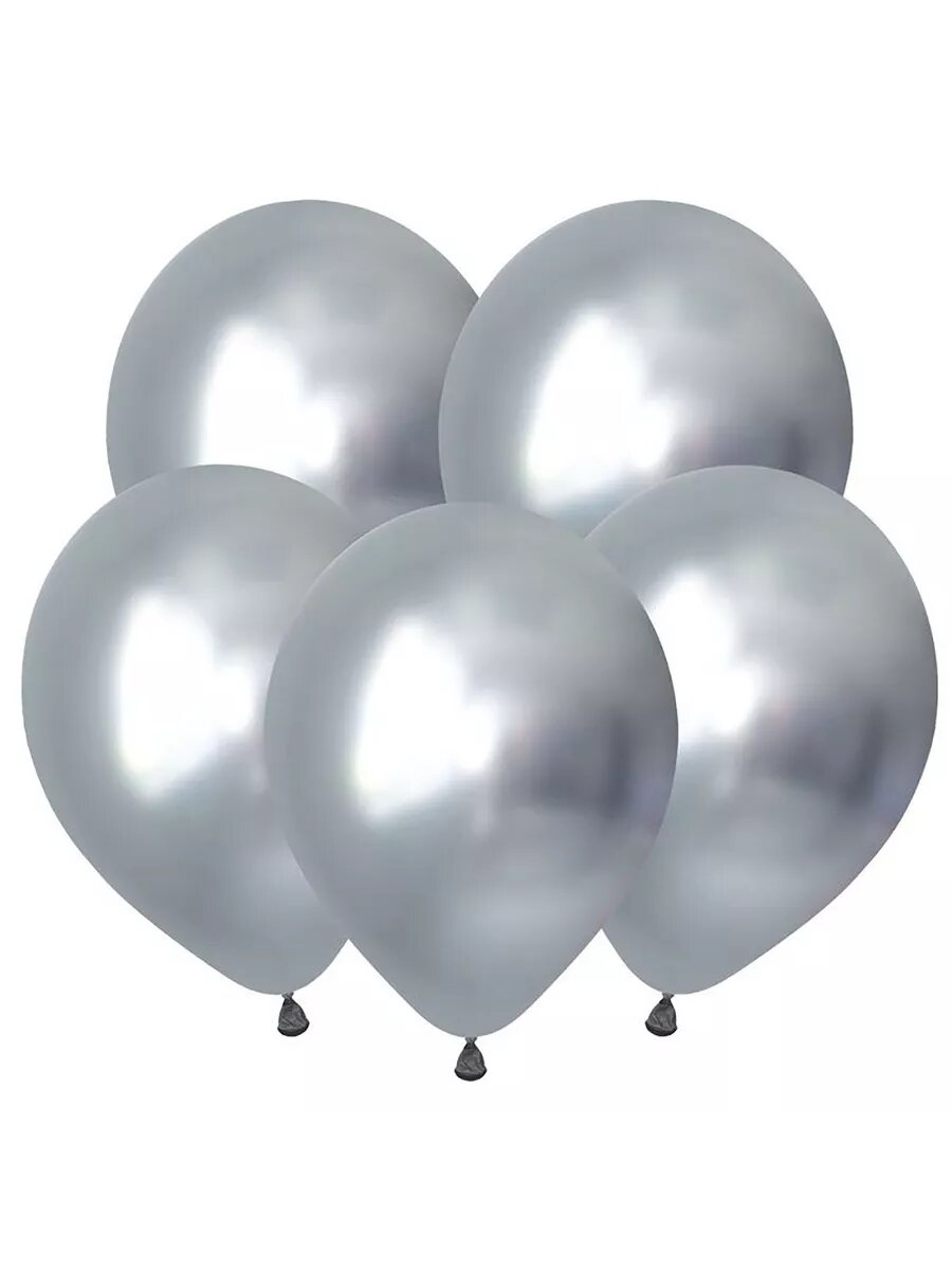 Серебро, Зеркальные шары / Luster Silver, латексный шар (5"/12,5 см ) 50 шт. / DECOBAL, Вьетнам