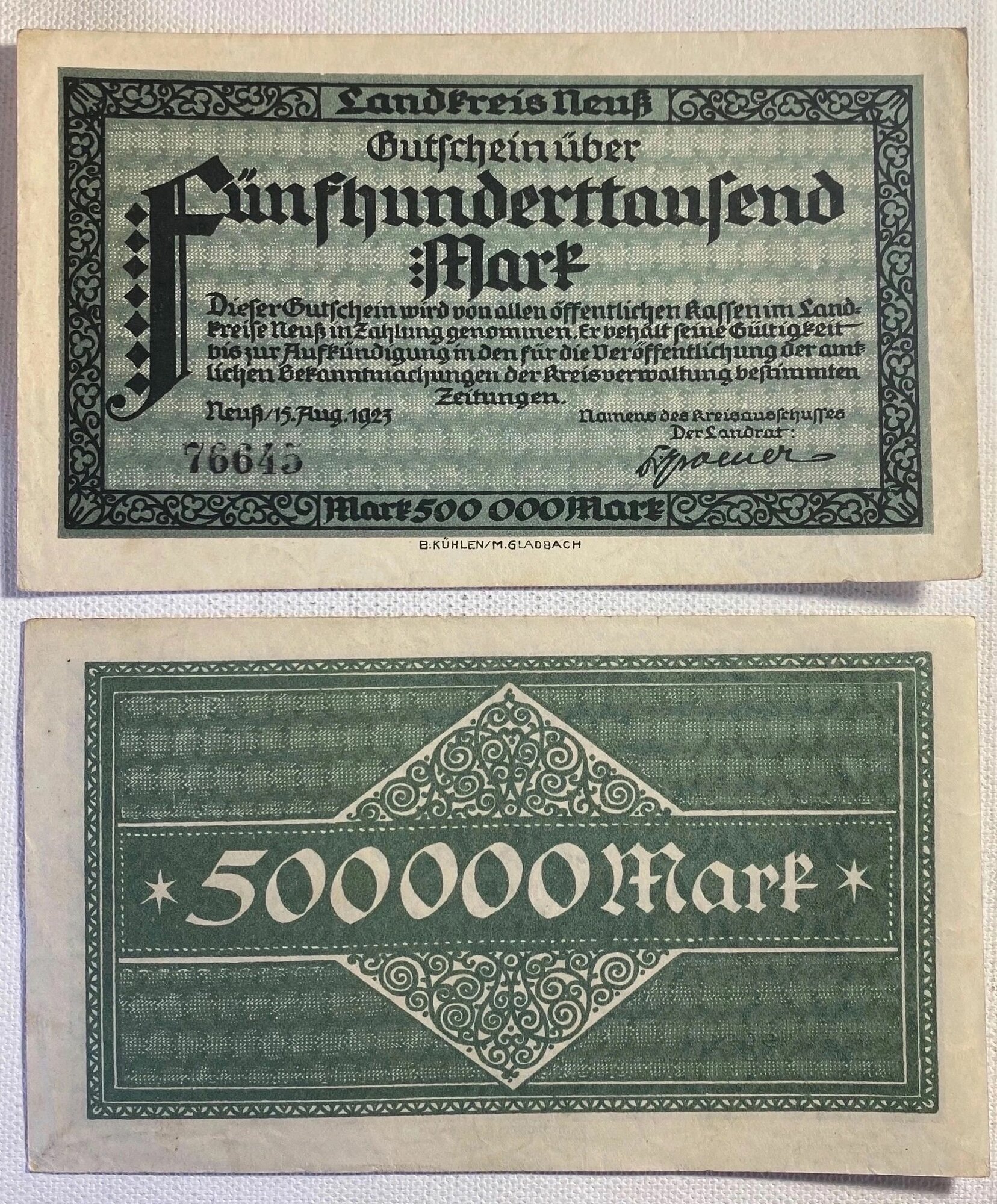 Гроссгельд - 5000000 марок 1923 года Neuss Германия