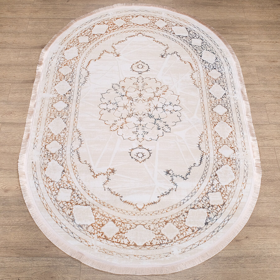 Ковер, Овал, Бежевый, Золотисто-жёлтый, Серый, Коричневый, классический, винтажный, на пол, в гостиную, спальню, в ассортименте (80 см. на 150 см.)