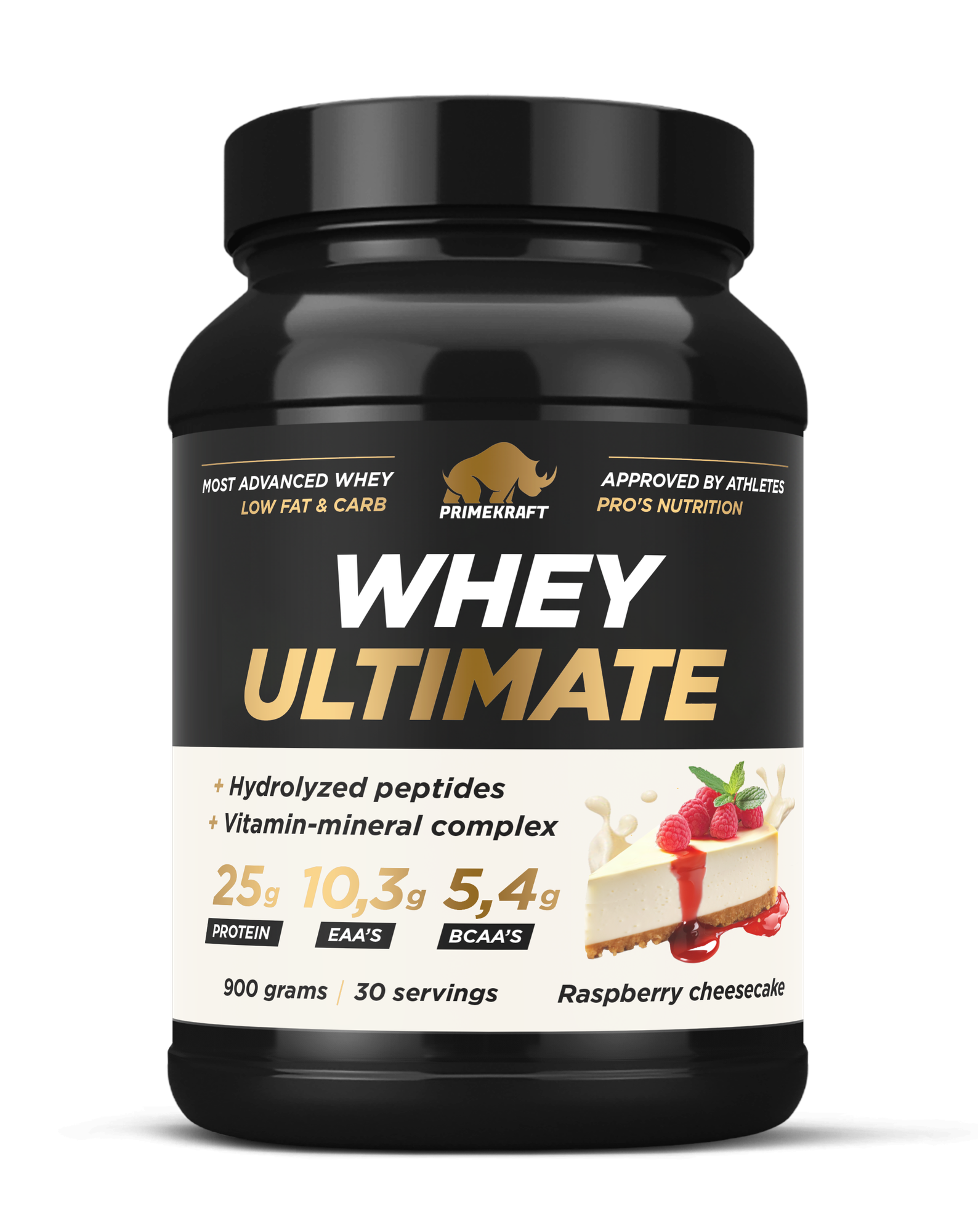 Протеин Prime Kraft Whey Ultimate со вкусом «Малиновый чизкейк», банка 900г
