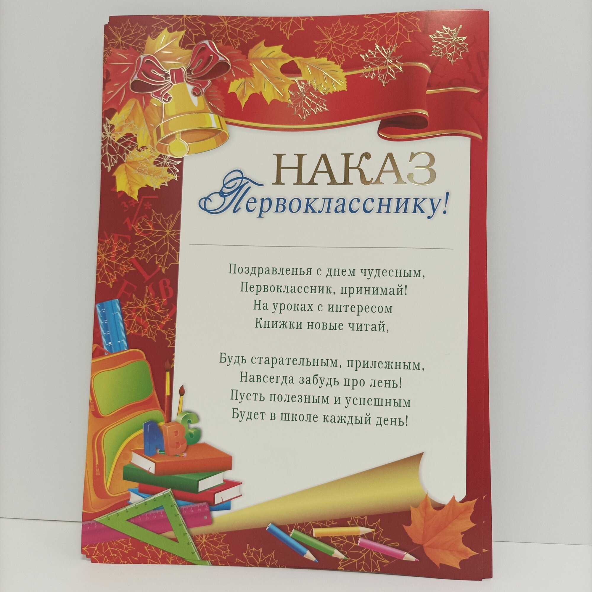 Диплом "Наказ первокласснику" 5 шт А4