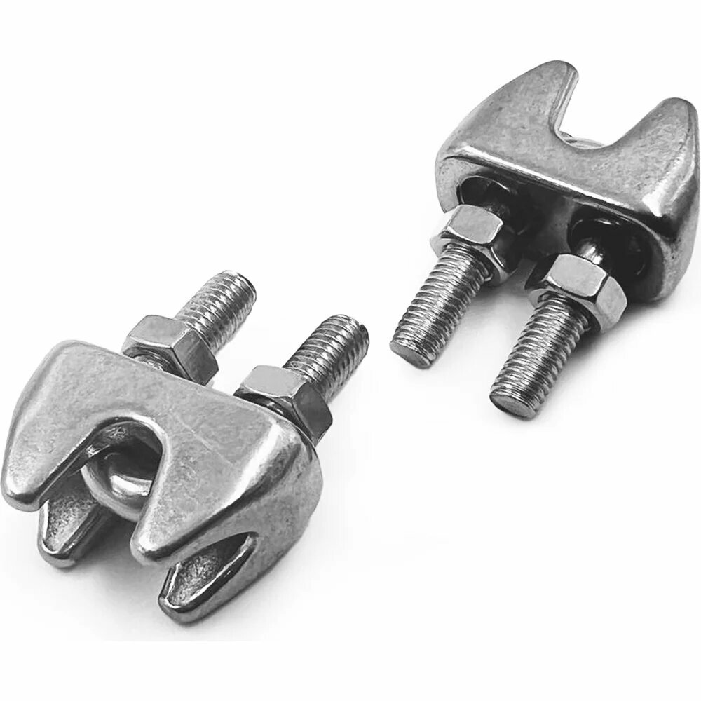 Нержавеющий зажим KREPFIELD 2 мм art 9074 а4 для троса с двумя гайками 12 шт. в упак. 9074А4ЗАЖИМ2ММ-12