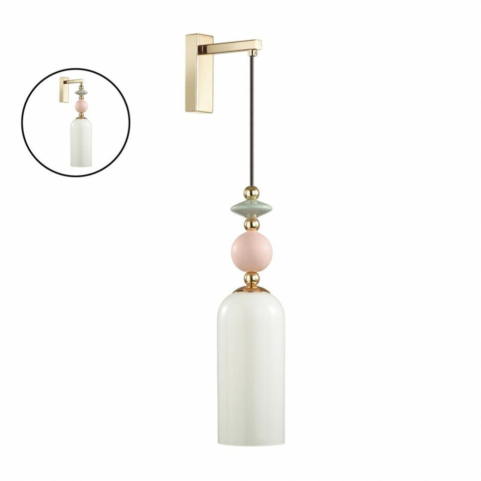 Odeon Light 4861/1WA CLASSIC ODL_EX21 199 золото/разноцветн./керамика/стекло Бра E14 1*40W CANDY