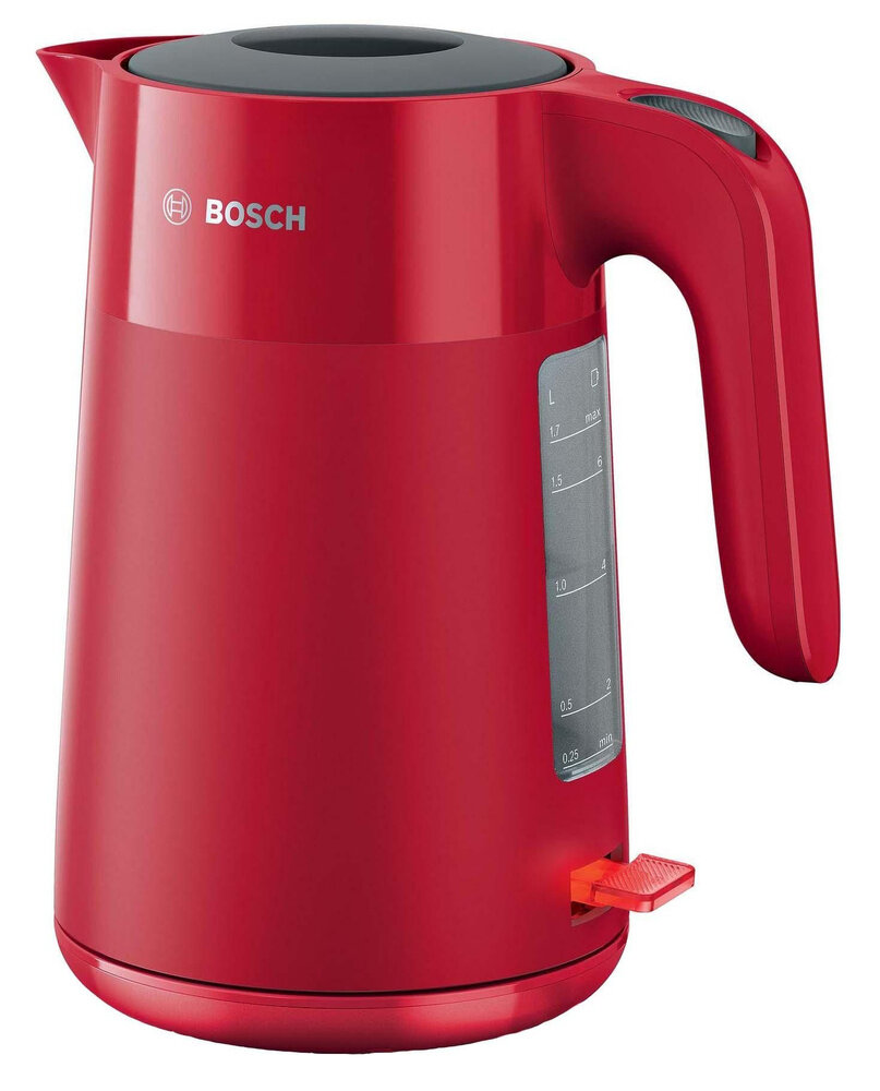 Электрический чайник Bosch TWK2M164, красный 1,7 литра, 2400Вт, пластик, индикатор уровня, автоотключение