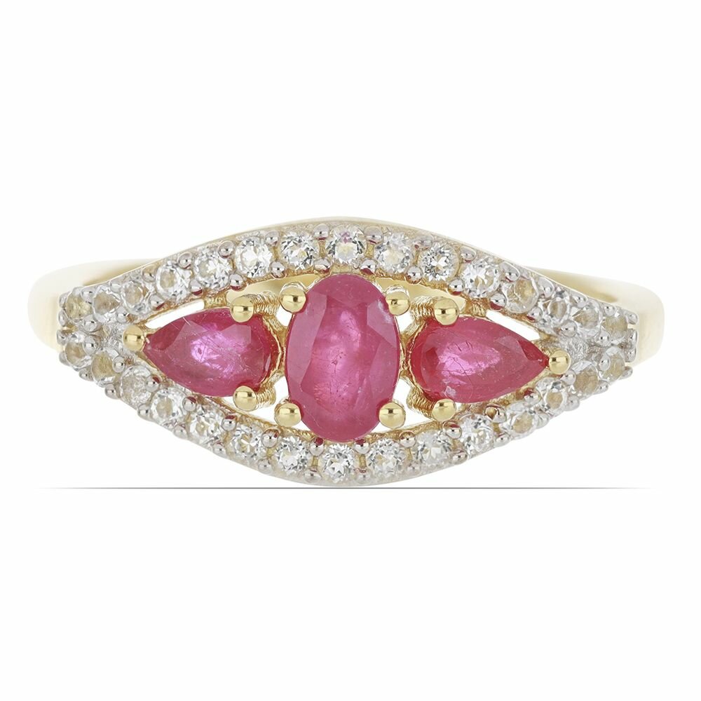 Кольцо, серебро, 925 проба, топаз, рубин