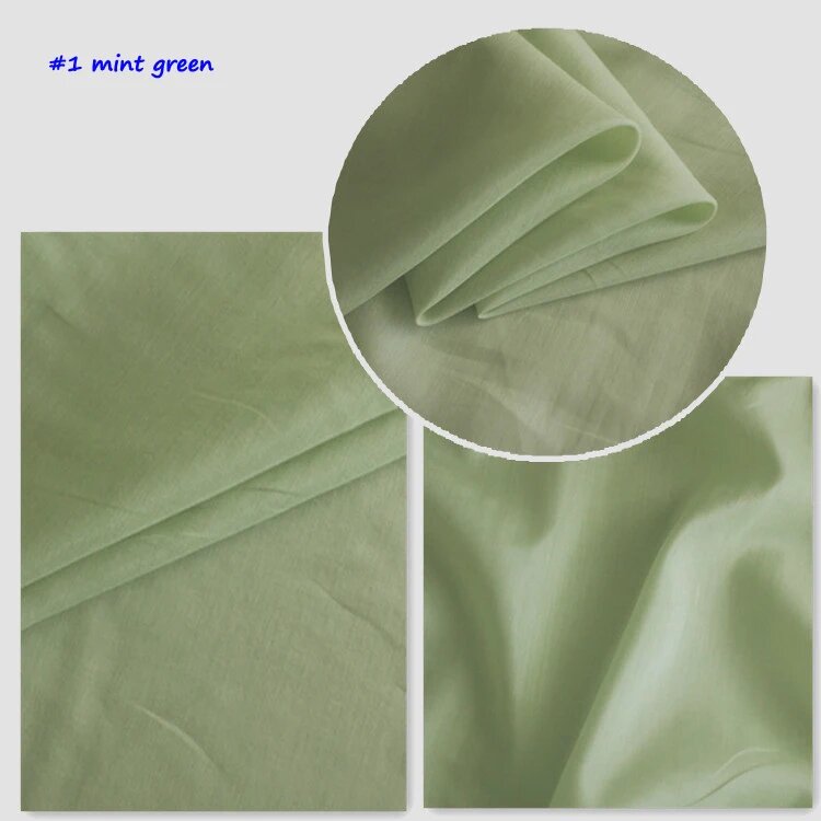 Шелковая хлопчатобумажная ткань FABRIC SHIPPER белая 1 метр Зеленый, 1Meter X 1.4Meter, 1 mint green