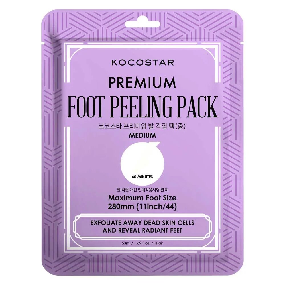 KOCOSTAR PREMIUM FOOT PEELING PACK - MEDIUM size Пилинг-маска для ног (Размер M) 50мл