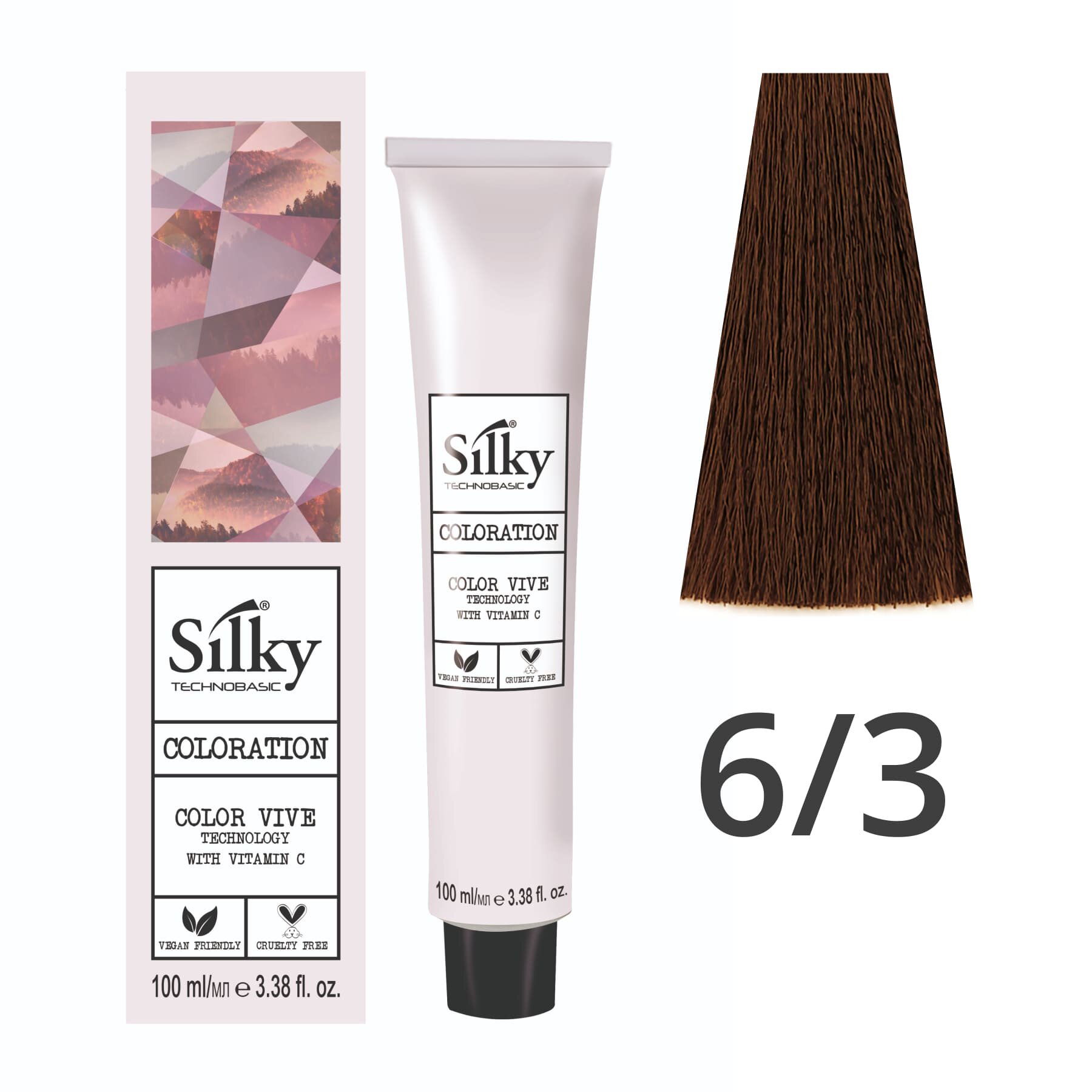 Крем - краска для волос профессиональная Silky Color Vive/Ultralift 6/3 Темный русый Золотистый, 100 мл