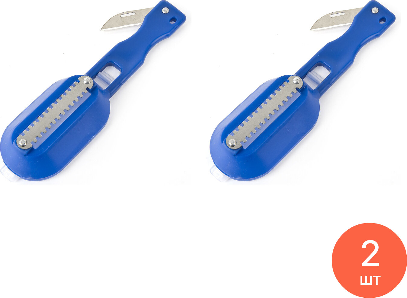 Рыбочистка Infeng Kitchenware / Инфенг Китченвар ручная, из нержавеющей стали и полипропилена, 20х6х3.4см / кухонные принадлежности (комплект из 2 шт)
