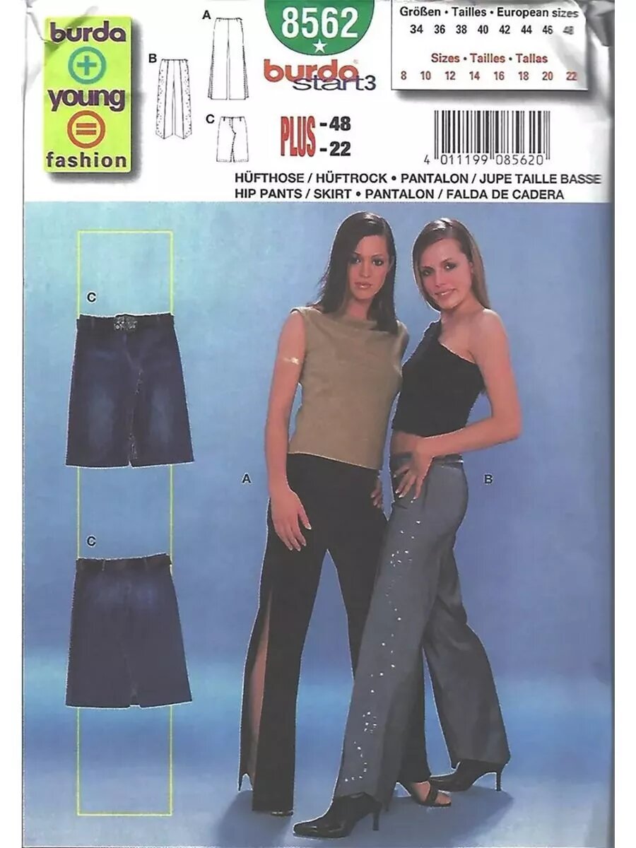 Выкройка брюк и юбки