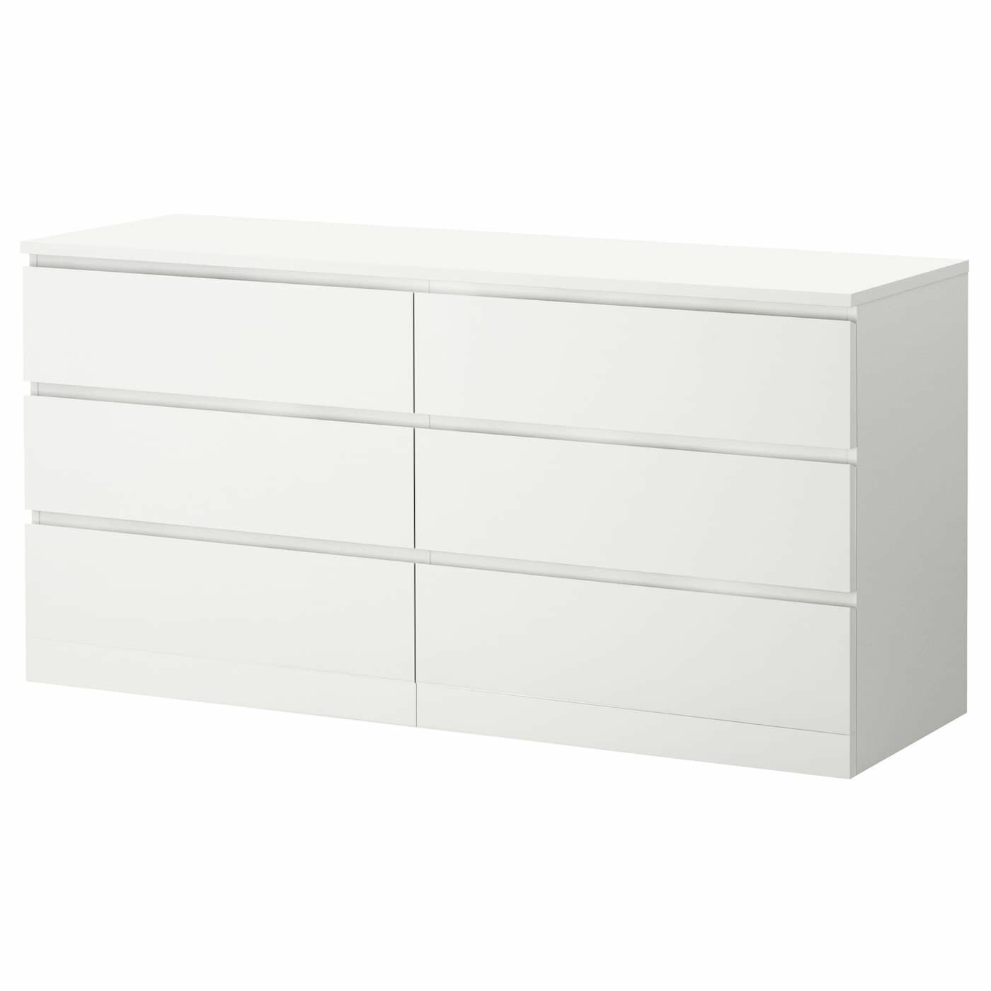 MALM Комод с 6 ящиками икеа, белый 160x78 см (30403585)