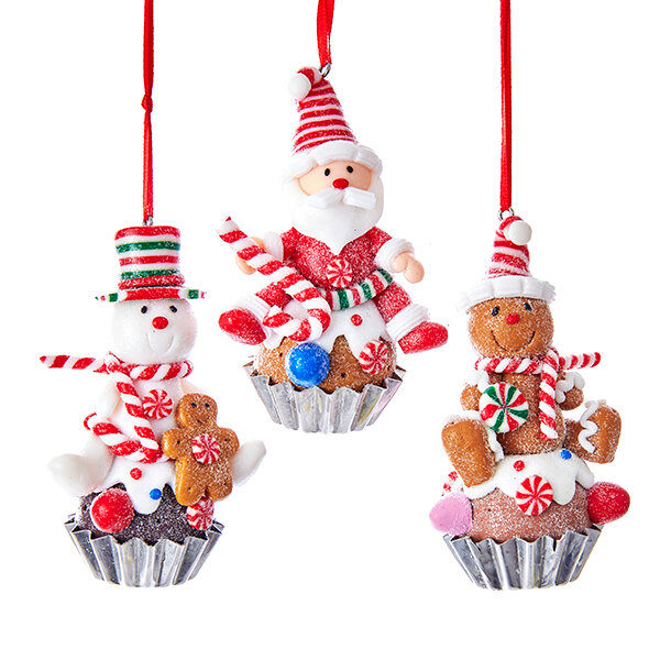 Елочная игрушка Санта Клаус - Christmas Cupcake 9 см, подвеска, Kurts Adler (Куртс Адлер), D3166-1