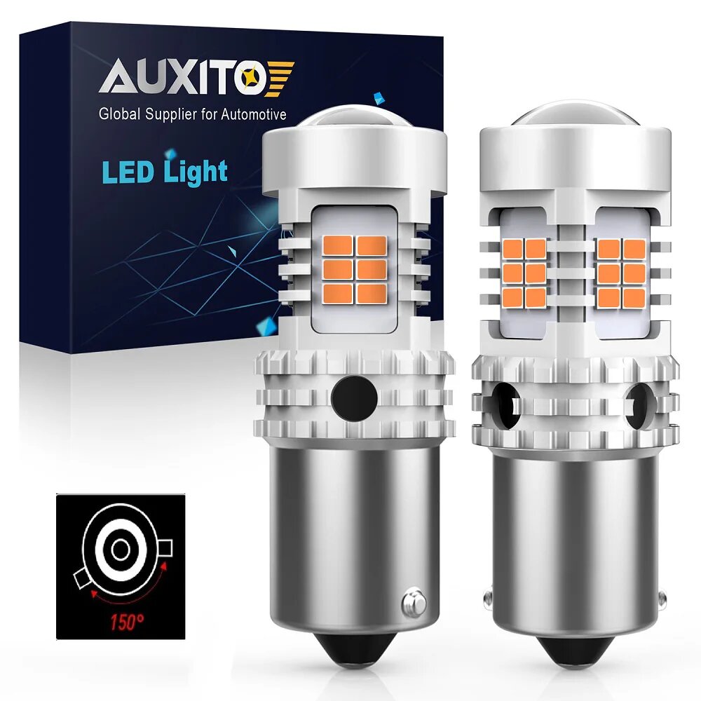 Лампа AUXITO Canbus 1156 BA15S BAU15S, 2 шт, лампа без Hyper Flash, янтарная T20 W21W 7440 WY21W P21W PY21W, лампы для указателей поворота, лм BAU15S PY21W 7507