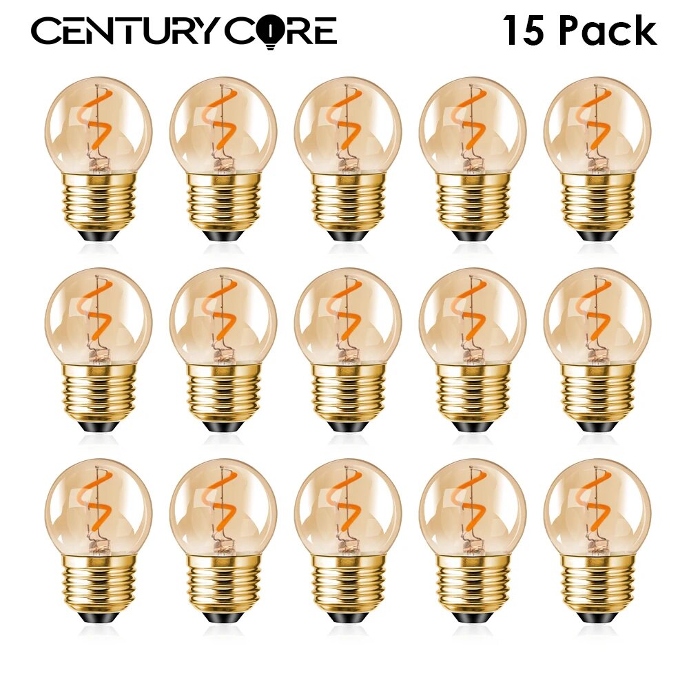 Светодиодная лампа Grensk G40, янтарная, E26/E27, 1,5 Вт 15 Pack, E27 220V