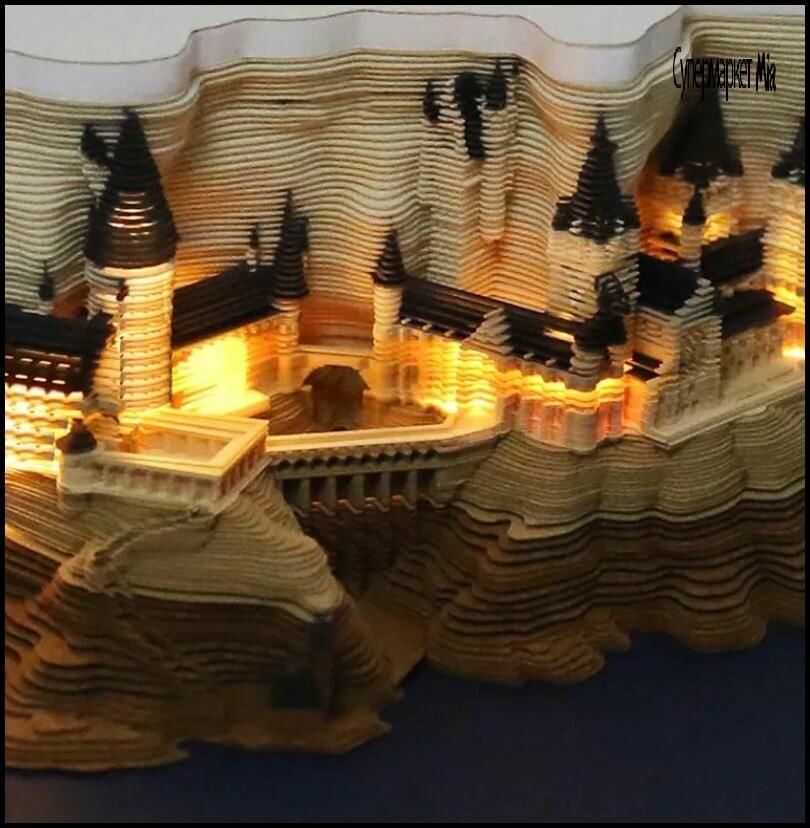 Гарри Поттер Замок Хогвартс с подсветкой: 3D блок бумаги для записей