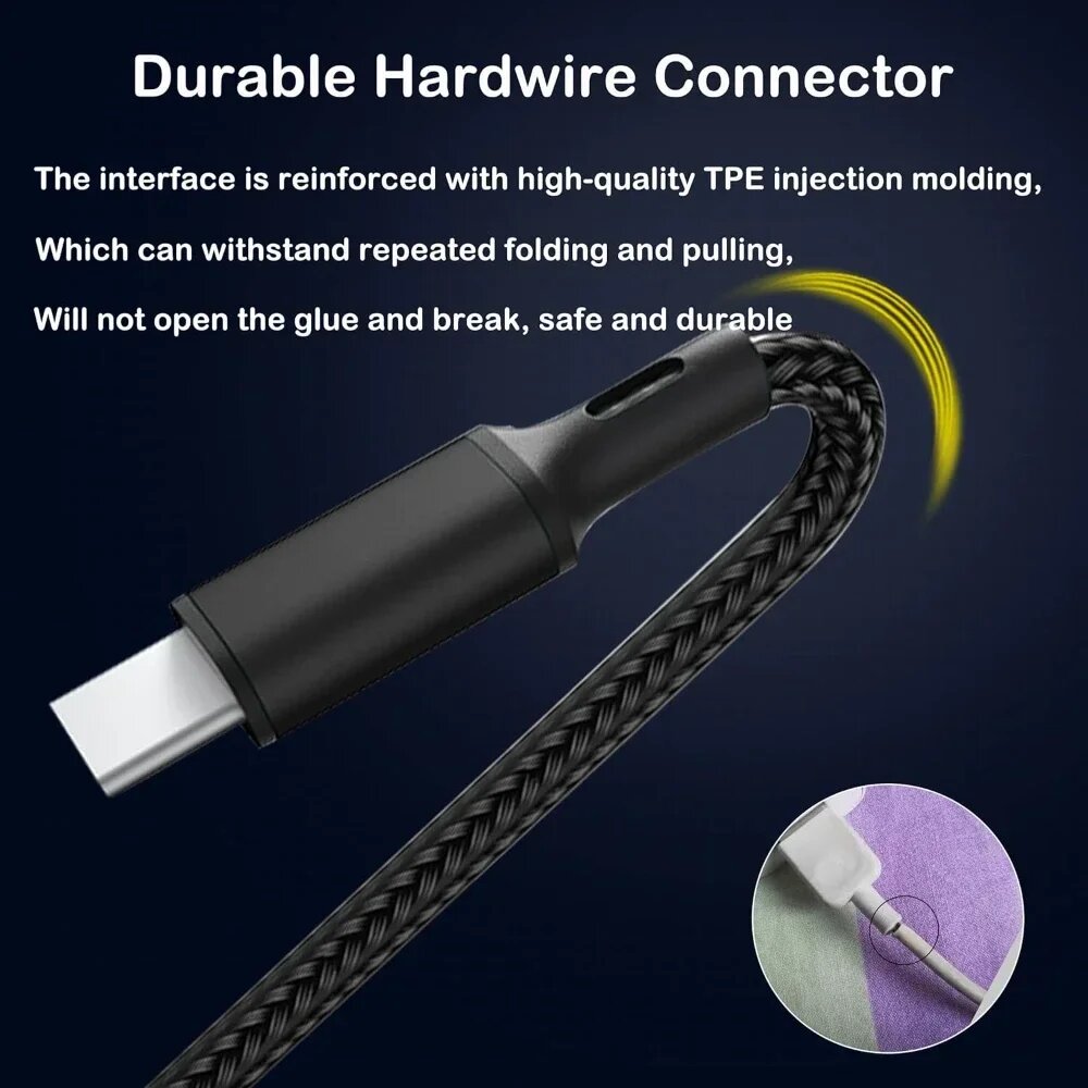 3 в 1 USB-C кабель Type C Micro+Lightning, 1.2 м — фото 1