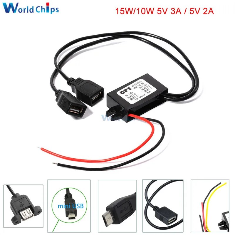 DC-DC Step Down Buck Converter, Single Female USB — фото 1
