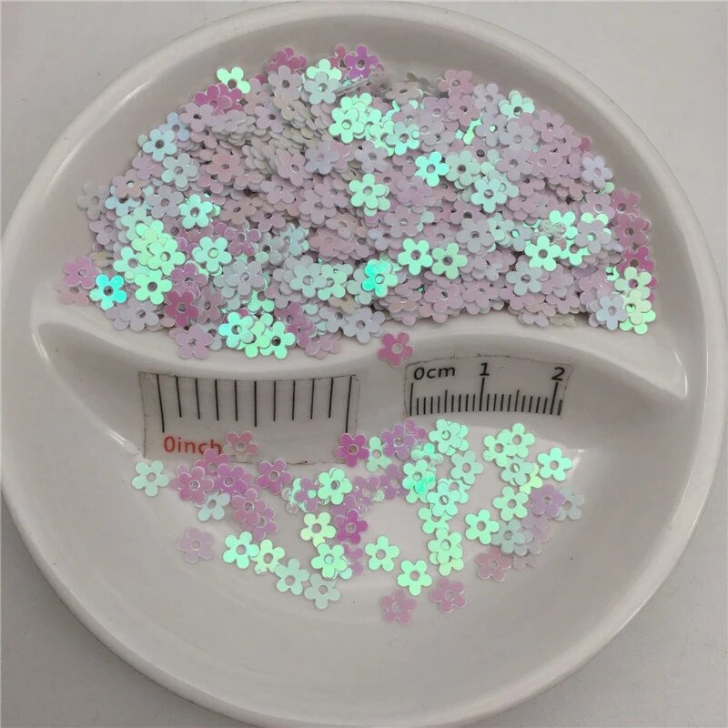 Блестки KUNQI цветковые 5 мм 20g, ab White