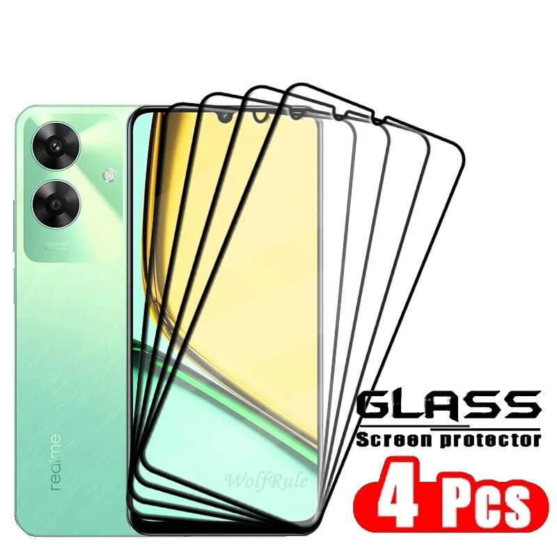 4 шт. для Realme C61 Стекло Realme C61 Закаленное стекло Полное покрытие Клей 9H HD 4 Front Glass