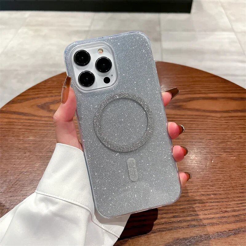Серый блестящий чехол MagSafe для iPhone 13 Pro 6.1"