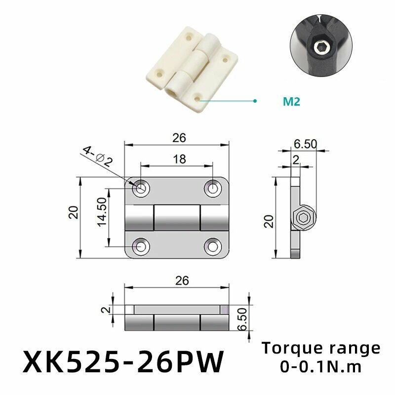 Шарнир XK525-26PW белый, 26x20 мм