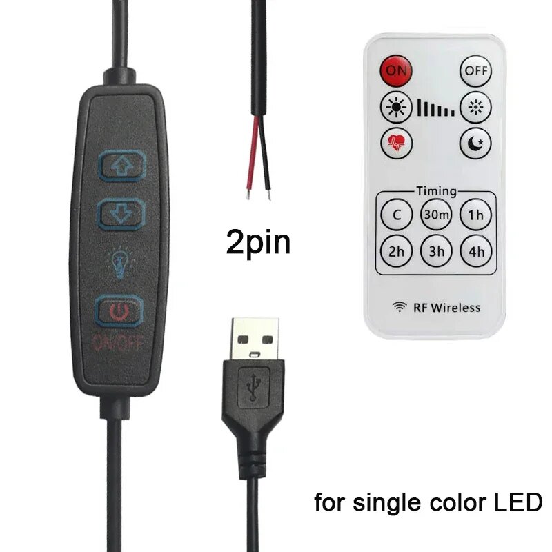 Диммер светодиодной ленты USB 5В, черный 2pin RF