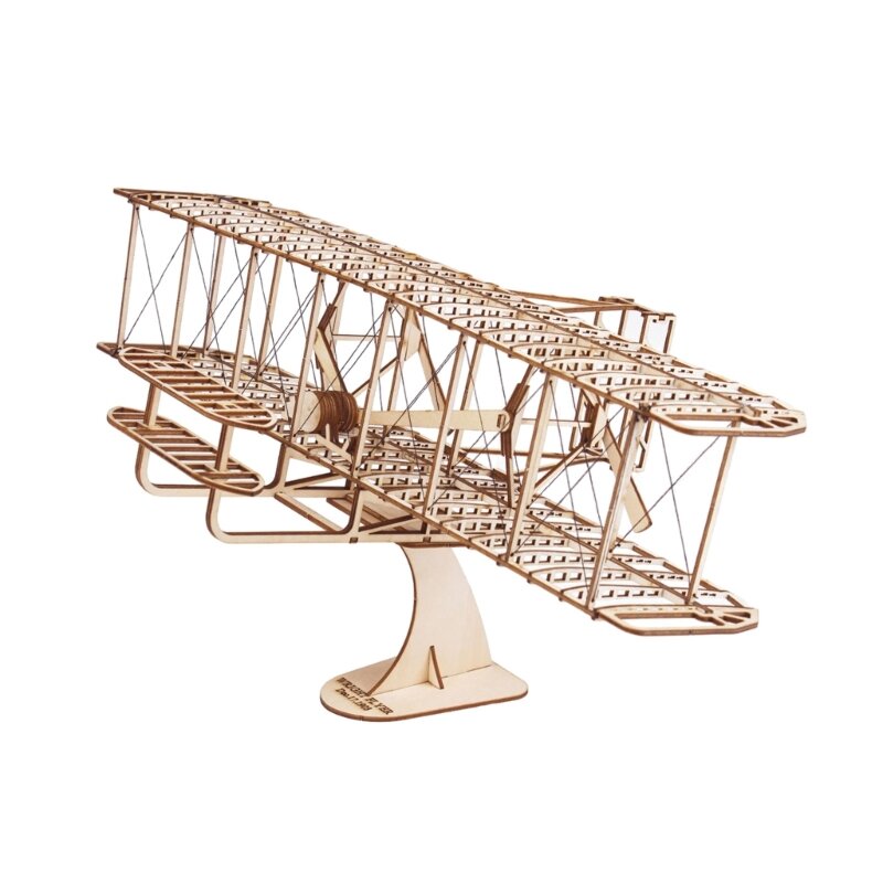 Деревянная модель Самолета набор Деревянных Головоломок DIY Wright Flyer Набор Моделей Самолетов для Детей и взрослых Набор для изготовления поделок по дереву Подарок