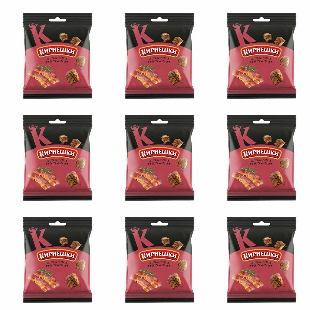 Кириешки Сухарики со вкусом бекона, 40 г, 9 уп.
