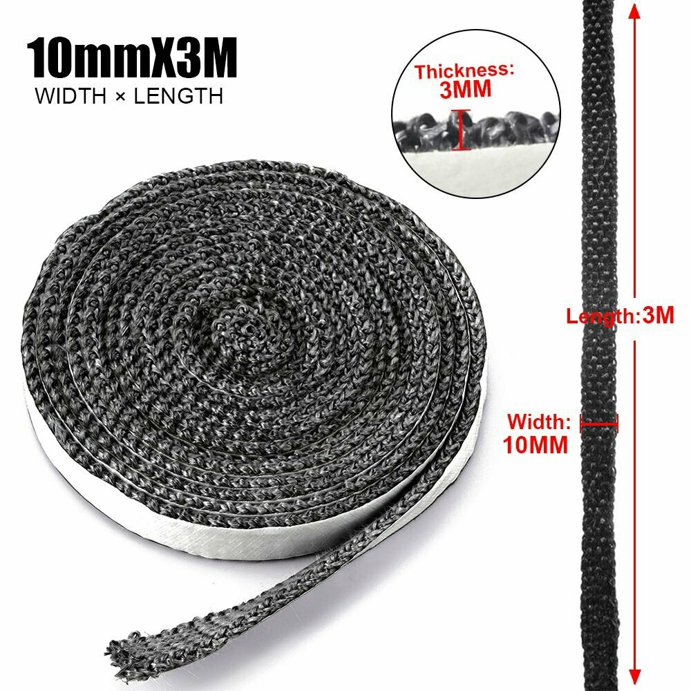 Уплотнительный для печей и каминов-Шнур термостойкий огнеупорный -Толщина 2/3мм - ширина 10/15 мм - длина 2/3м-Самоклеящееся стекловолокно