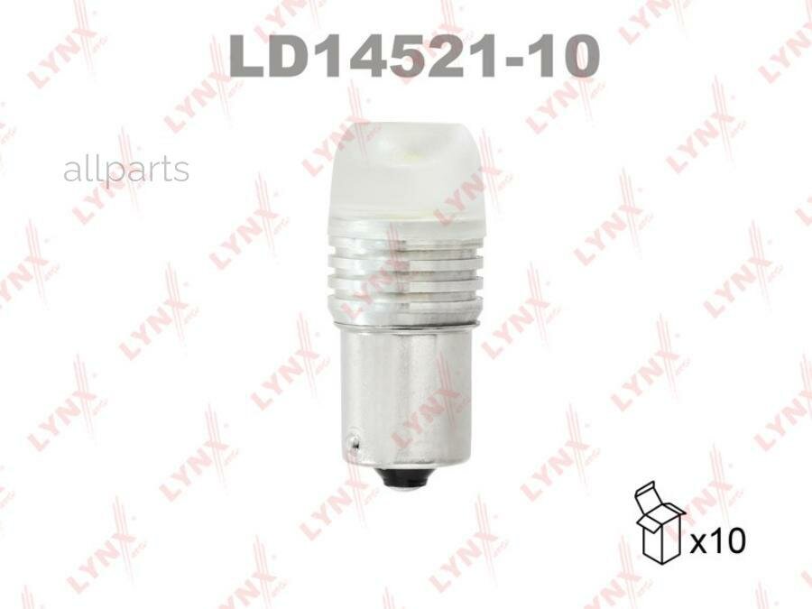 LYNXAUTO LD14521-10 Лампа светодиодная LED P21W S25 12V BA15S 12000K