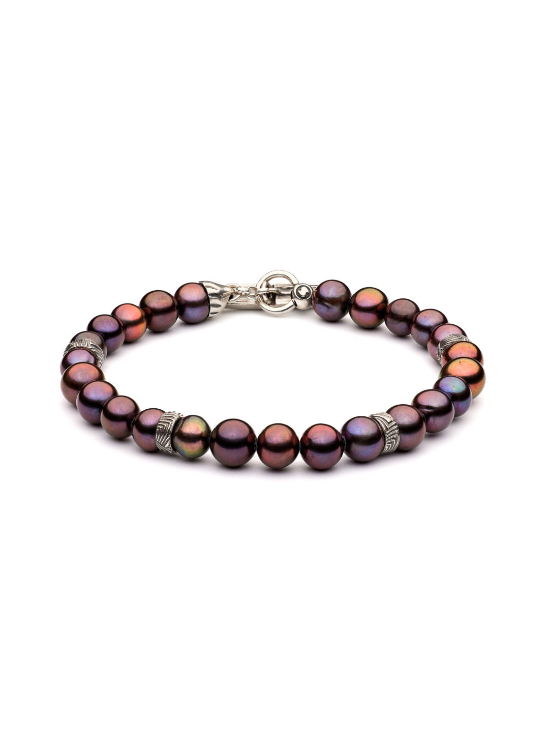 Браслет, серебро, 925 проба, оксидирование, жемчуг пресноводный