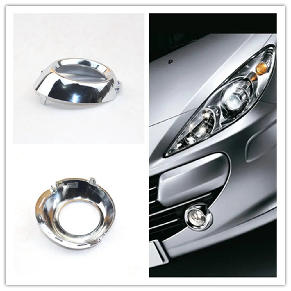 Рамка для передней левой и правой противотуманной фары, хромированная рамка для Peugeot 307